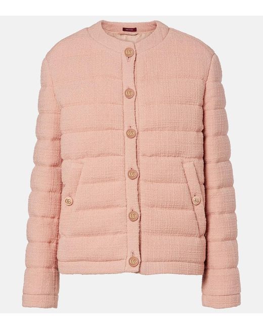 Gucci Gg Padded Wool-Blend Tweed Jacket in Pink | Lyst UK