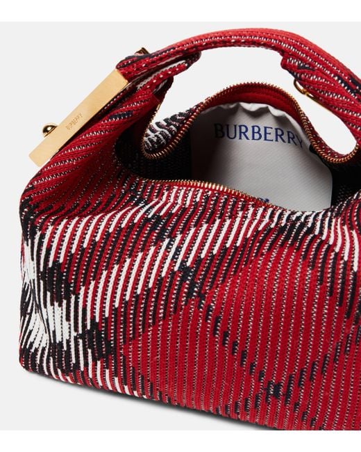 Burberry Peg Small Jacquard Duffel Bag in Red | Lyst UK
