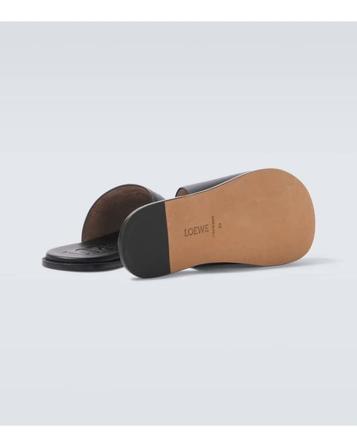 Loewe Paula's Ibiza Flex Anagram Leather Slides in Black for Men | Lyst