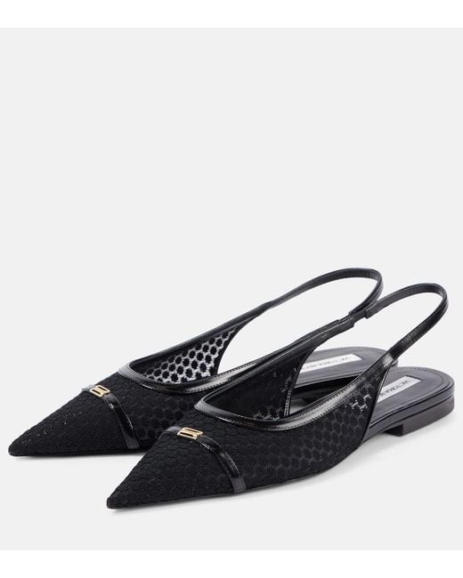 Victoria Beckham Leather-Trimmed Mesh Slingback Flats in Blue | Lyst