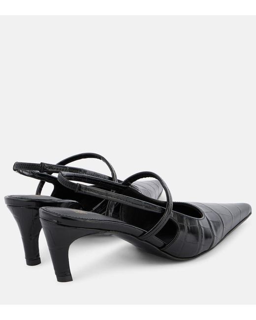 Totême Sharp Croc-Effect Leather Slingback Pumps in Black | Lyst