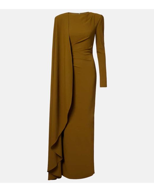 Rachel Gilbert Dion Caped Draped Gown in Natural | Lyst UK