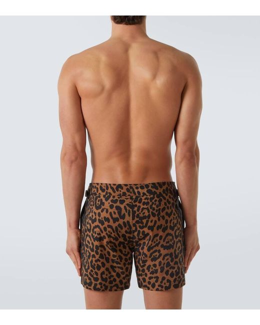Tom Ford Leopard-Print Swim Trunks in Brown for Men | Lyst
