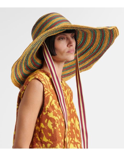ALÉMAIS Tamsin Striped Raffia Sun Hat in White | Lyst