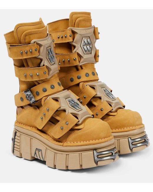 Vetements X New Rock Leather Platform Boots in Metallic | Lyst