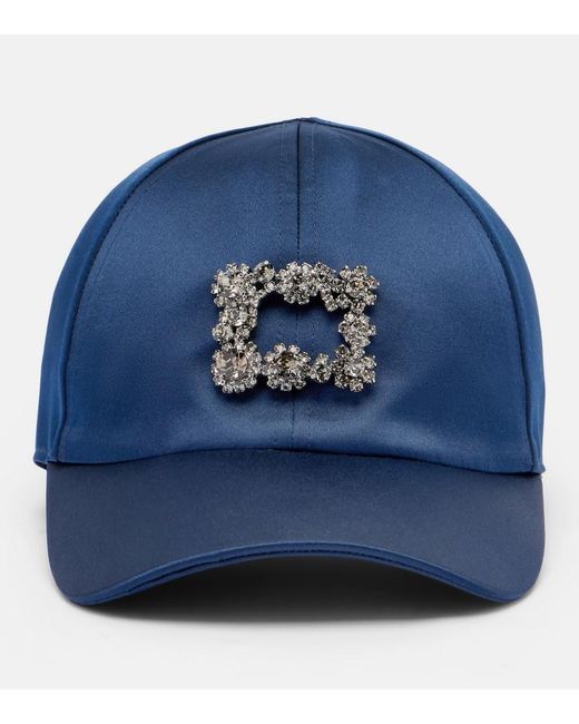 Roger Vivier Efflorescence Satin Baseball Cap in Blue | Lyst UK