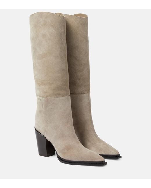 Jimmy Choo Cece 80 Suede Knee-high Boots in Natural | Lyst