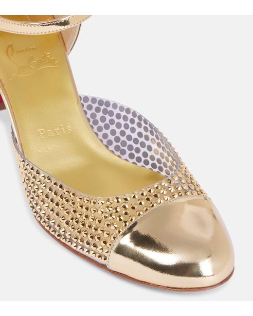 Christian Louboutin Miss Mj Strass Mirrored Leather And Pvc Pumps in Metallic | Lyst