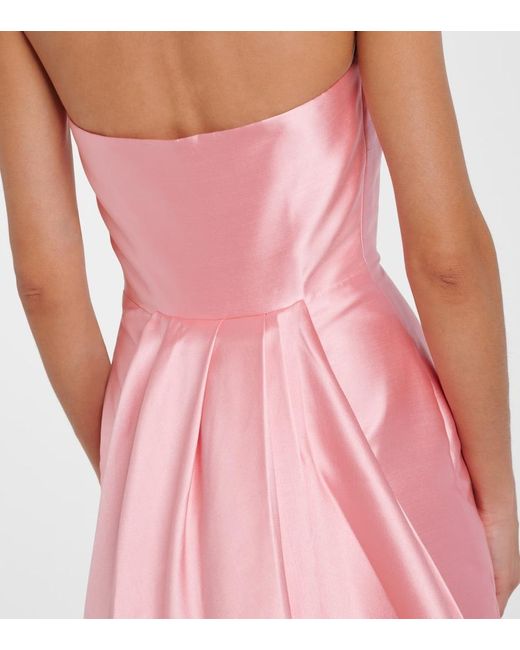 Solace London Imani Strapless Twill Gown in Pink | Lyst