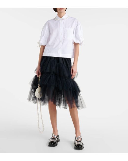 Simone Rocha Tracker Satin Flats in Black | Lyst