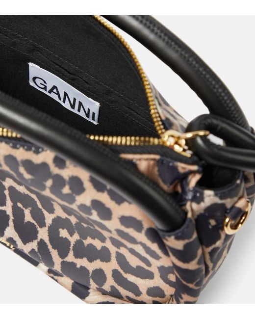 Ganni Knot Mini Leopard-printed Bag in Black | Lyst