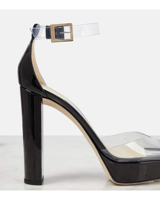 Jimmy Choo Albi 120 Pvc And Leather Platform Sandals in Black | Lyst UK