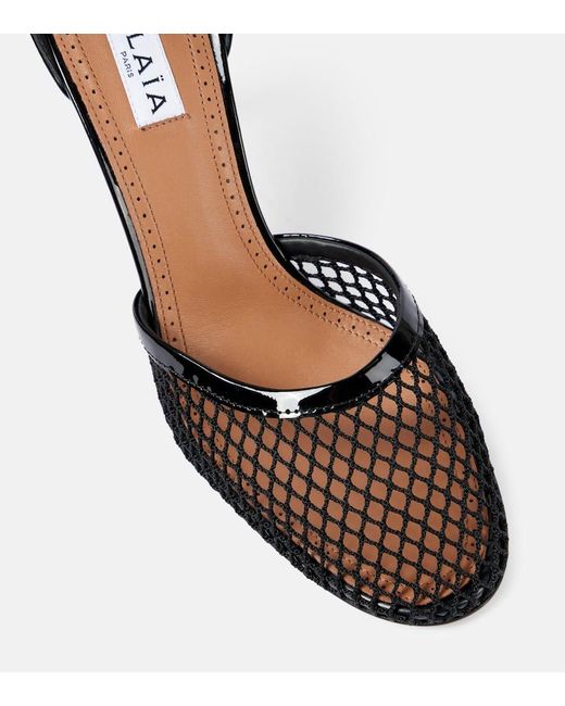 Alaïa Leather-Trimmed Mesh Pumps in Black | Lyst