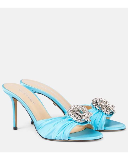 Mach & Mach Galaxy Embellished Tulle Mules in Blue | Lyst