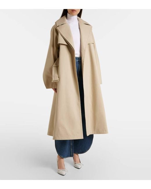 Alaïa Cotton Gabardine Trench Coat in Natural | Lyst