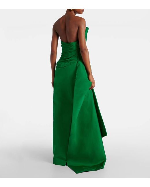 Monique Lhuillier Draped Silk Faille Gown in Green | Lyst