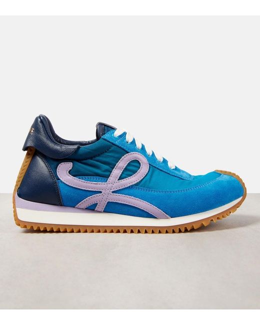 Loewe Flow Runner 2.0 Suede-trimmed Sneakers in Blue | Lyst