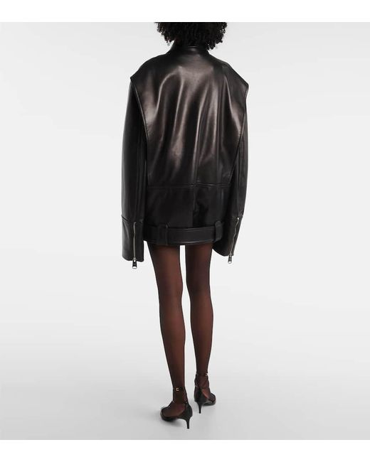 Khaite Hansel Leather Jacket in Black | Lyst