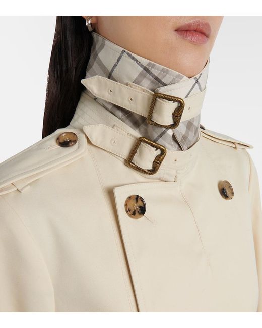 Burberry Cropped Gabardine Trench Coat in Natural | Lyst