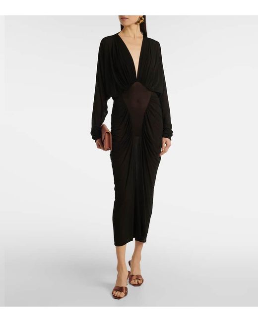 Saint Laurent Opyum 85 Satin Mules in Brown | Lyst