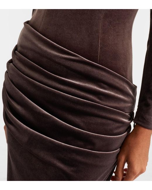 Alex Perry Draped Velvet Gown in Purple | Lyst UK