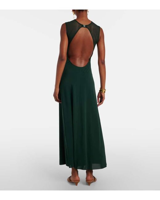 Eres Scene Mesh-Trimmed Jersey Maxi Dress in Green | Lyst UK