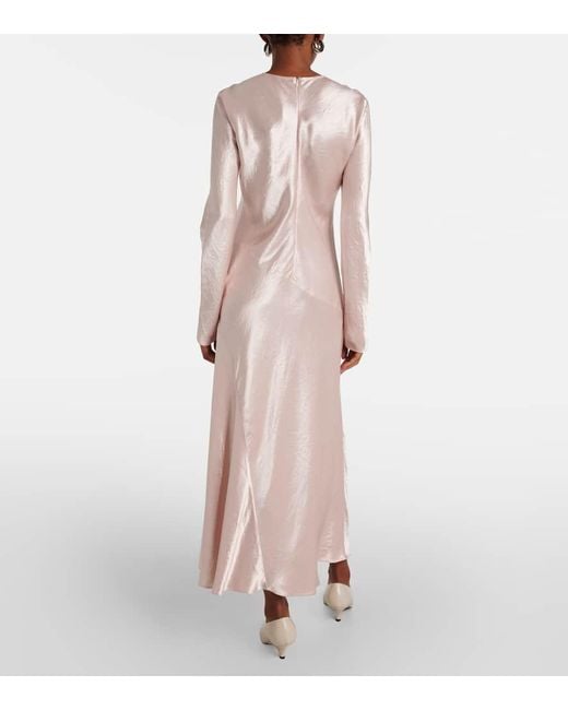 Max Mara Elogio Satin Maxi Dress in Natural | Lyst