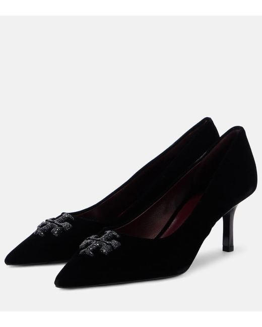 Tory Burch Eleanor Pave 65 Velvet Pumps in Black | Lyst