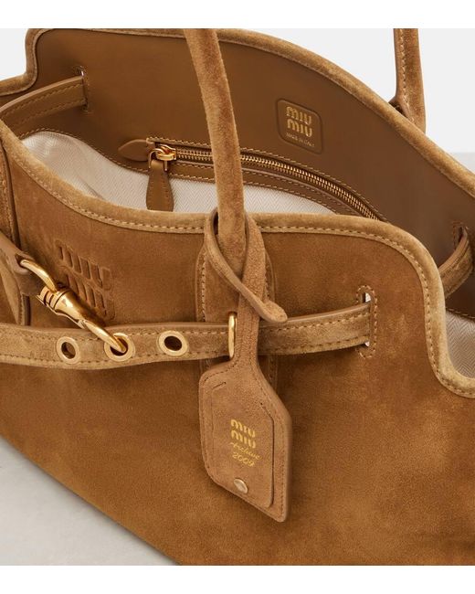 Miu Miu Adventure Suede Tote Bag in Brown | Lyst UK