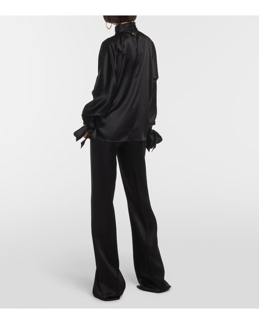 Saint Laurent Silk Satin Blouse In Black Lyst