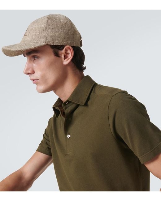 Loro Piana Logo Linen And Silk Baseball Cap in Natural for Men | Lyst