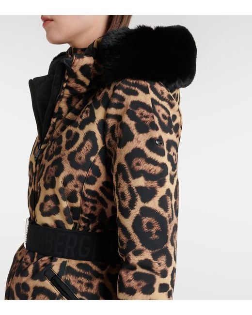 Goldbergh Felis Leopard-Print Down Ski Jacket in Brown | Lyst