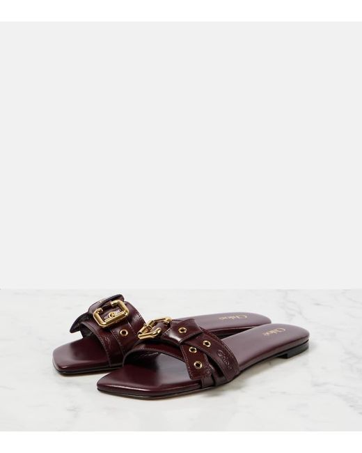 Chloé Mae Embellished Leather Sandals in Brown | Lyst
