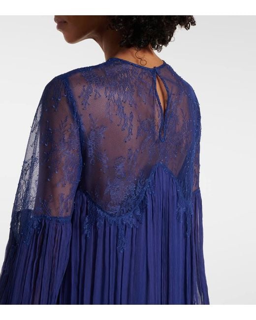 Costarellos Renia Chantilly Lace Gown in Blue | Lyst