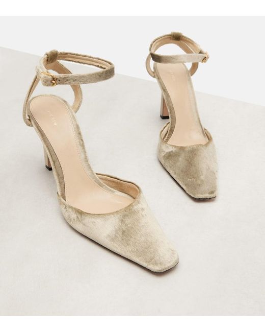 The Row Carla 80 Velvet Pumps in Metallic | Lyst