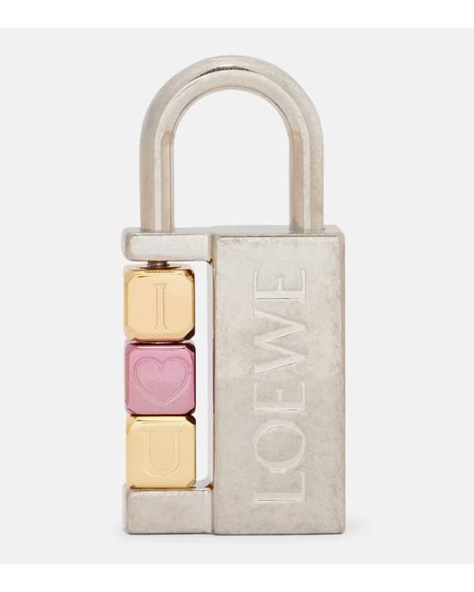 Loewe Padlock Brass Bag Charm in White | Lyst