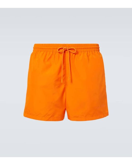 Gucci Logo Poplin Swim Trunks in Orange for Men | Lyst