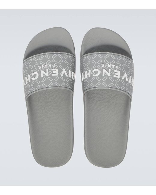 Givenchy Logo Monogram Slides in Gray for Men | Lyst