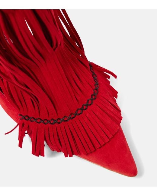 Manolo Blahnik Fiki 105 Suede Pumps in Red | Lyst