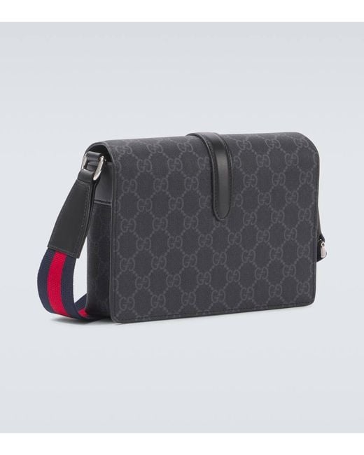 Gucci Gg Super Mini Leather-Trimmed Crossbody Bag in Black for Men | Lyst