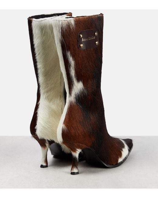 Acne Studios Hairy Calf Hair Ankle Boots in Brown | Lyst