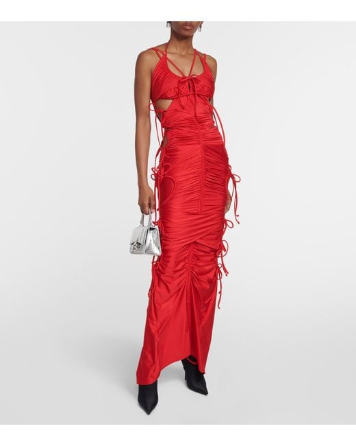 Balenciaga Patched Bikini Cutout Maxi Dress in Red | Lyst