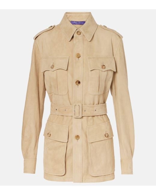 Ralph Lauren Gabbie Suede Field Jacket in Natural | Lyst