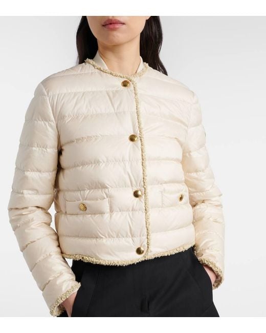 Moncler Fleurs Quilted Down Jacket in Natural | Lyst UK