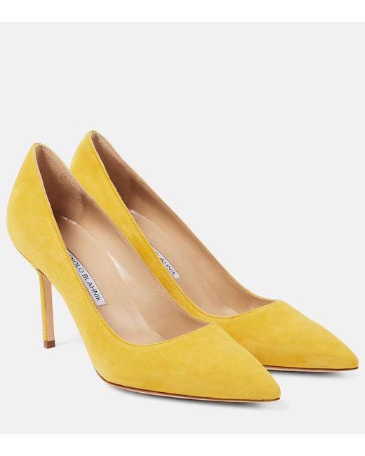 Manolo Blahnik Bb 90 Suede Pumps in Yellow | Lyst