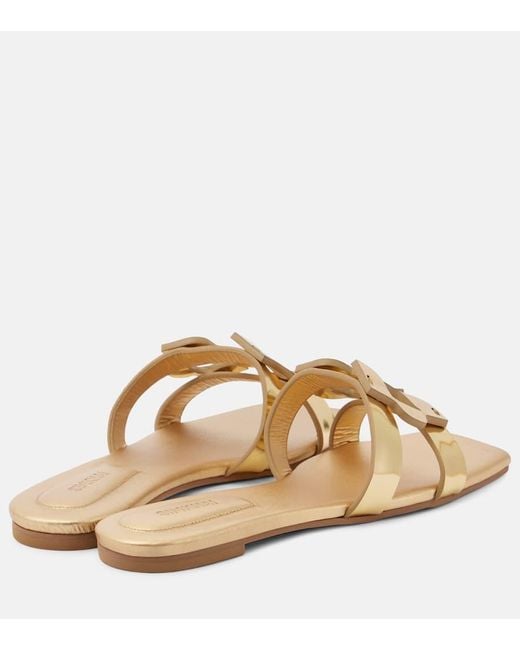 Jonathan Simkhai Logo Metallic Leather Slides | Lyst