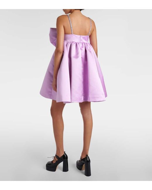 Nina Ricci Bow-Detail Duchesse Satin Minidress in Purple | Lyst