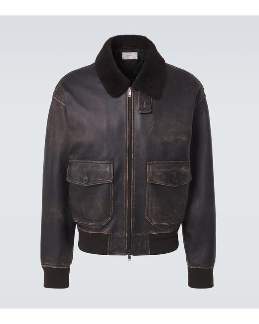 The Row Hendrix Leather Bomber Jacket in Black for Men | Lyst
