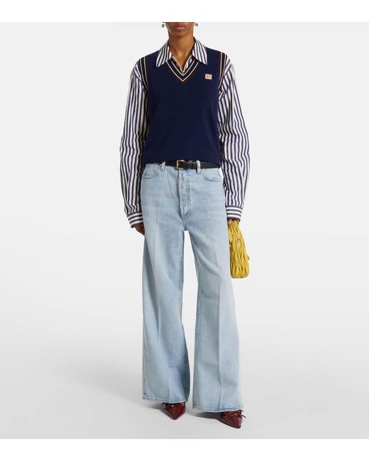 FRAME Le Low Baggy Wide-Leg Jeans in Blue | Lyst