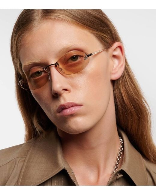 Fendi First Crystal Oval Sunglasses in Blue | Lyst